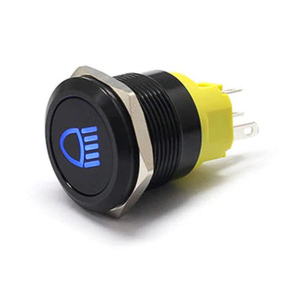 Push Button Round 22mm Dip Beam Switch Black Latching – Kit Car Direct