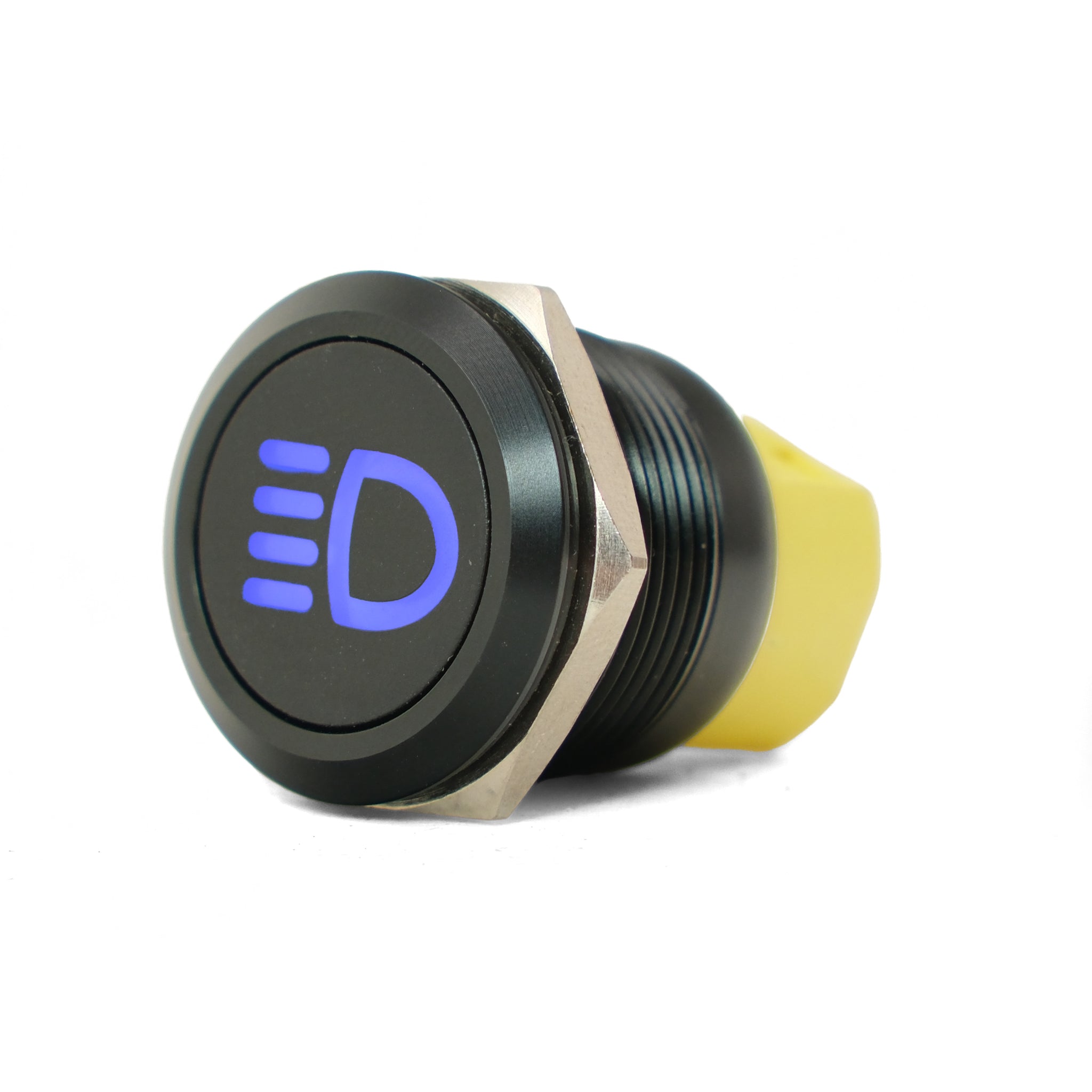 Push Button Round 22mm Main Beam Switch Black Latching – Kit Car Direct